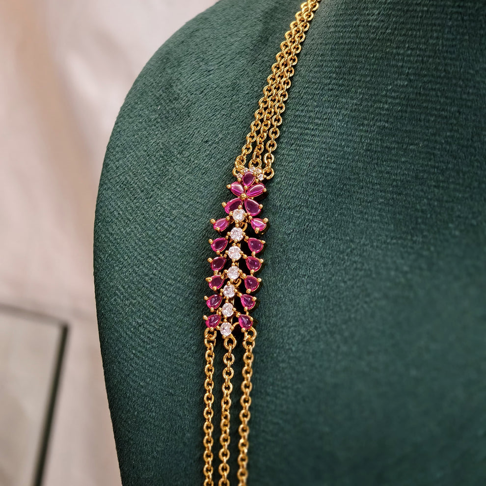 Pink 3line chandraharam – RamyaNagendra Imitations