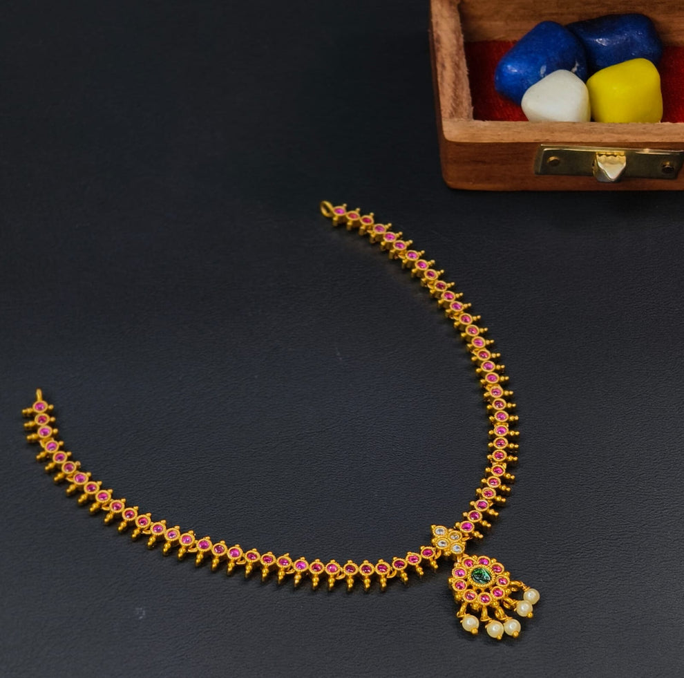 Kempu neck set – RamyaNagendra Imitations